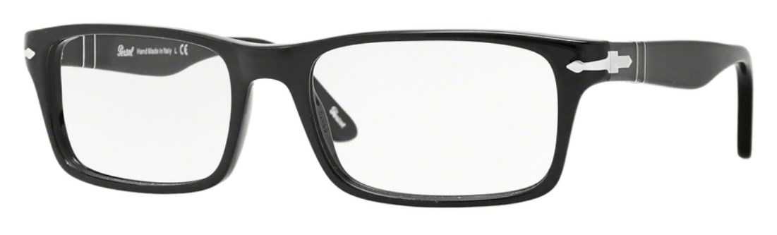 Eyeglasses PERSOL PO 3050V 95 55/18 Unisex Noir rectangle frames Full ...
